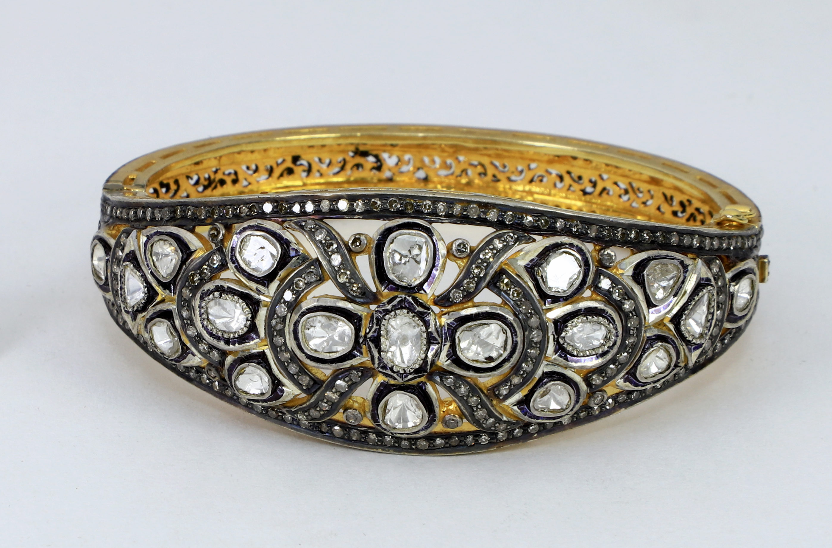 Half Jali Bangle with Rosecut Diamonds – Tempus Gems