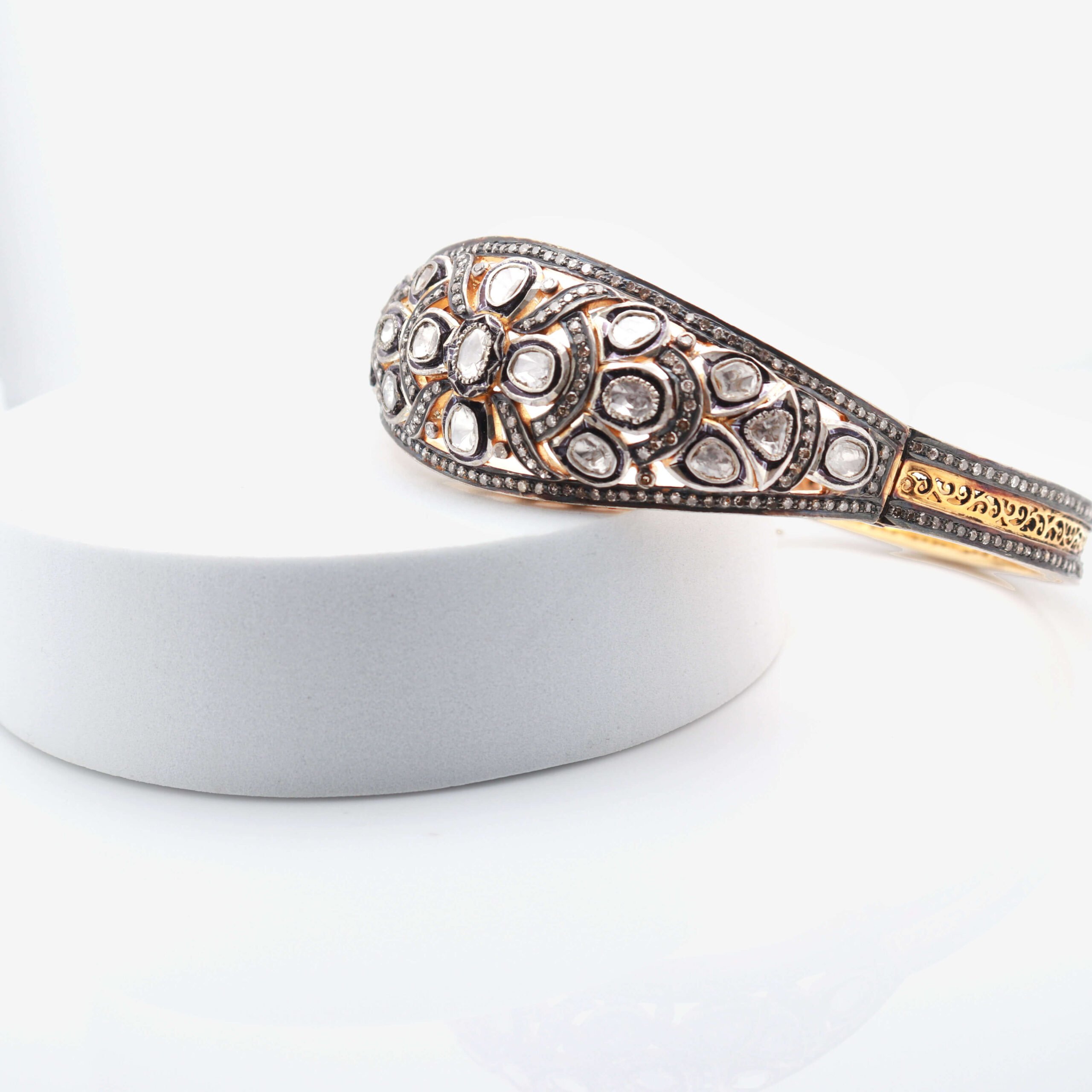 Half Jali Bangle with Rosecut Diamonds – Tempus Gems